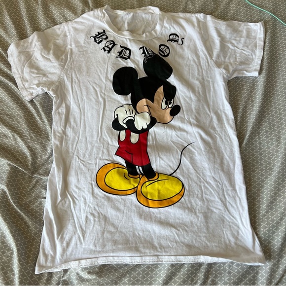 Tops | White Bad Boy Mickey Mouse Disney T Shirt | Poshmark